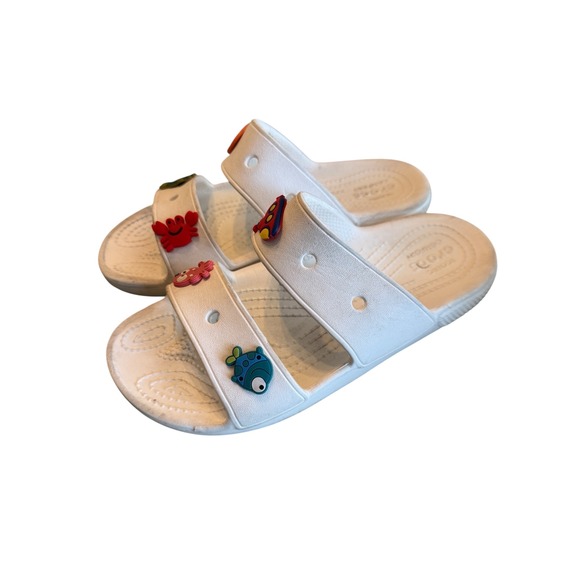 CROCS | Shoes | Kids Crocs Crocband Ii5 Sandal White Jibbitz Charms ...